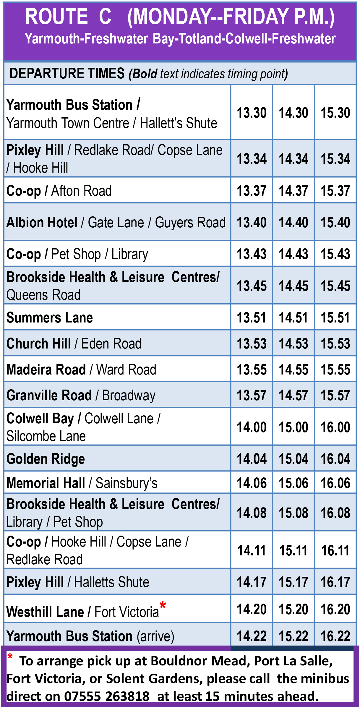 Route C - FYT Bus, Freshwater, Yarmouth & Totland Bus Service