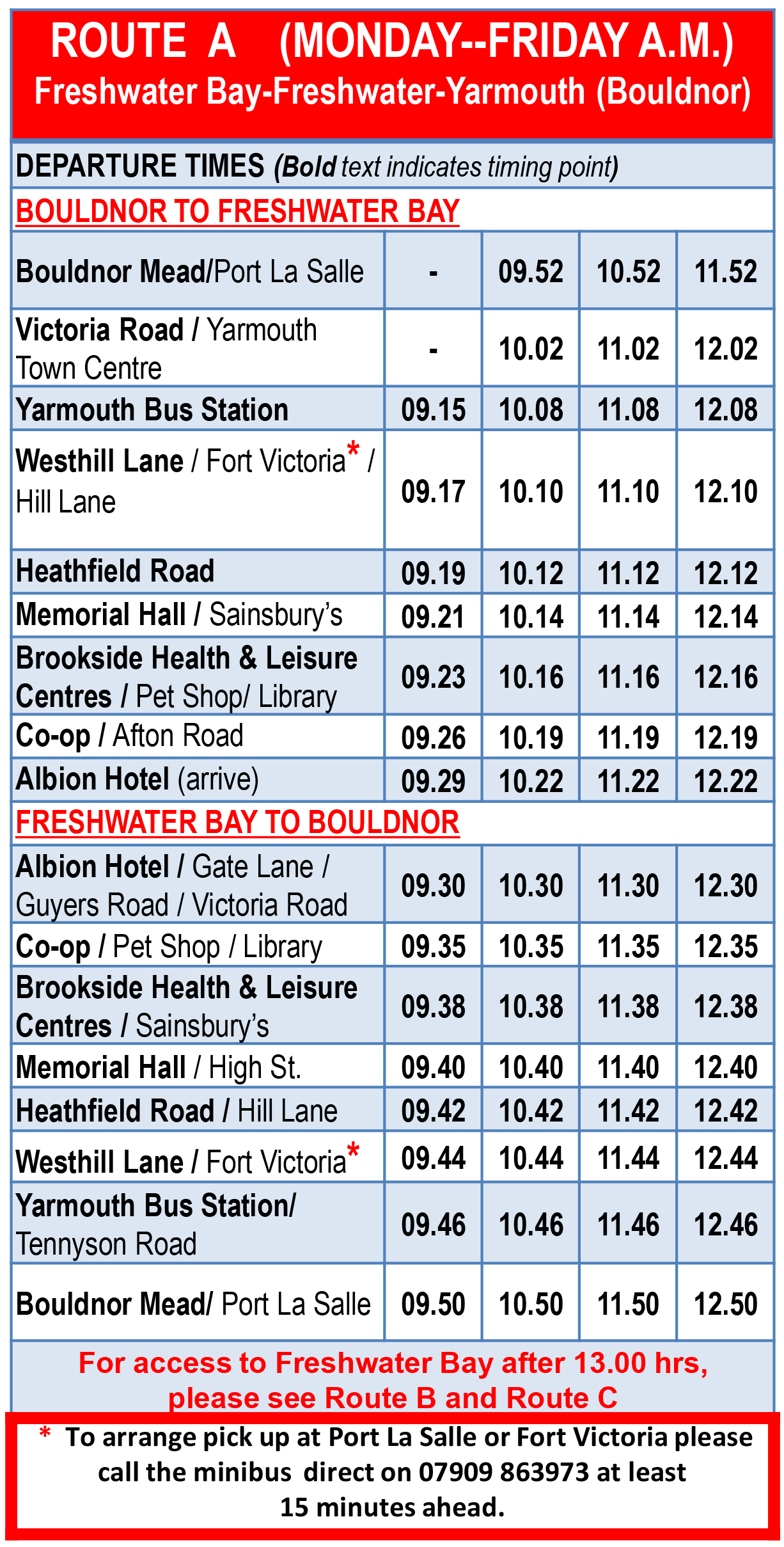 Route A - FYT Bus, Freshwater, Yarmouth & Totland Bus Service