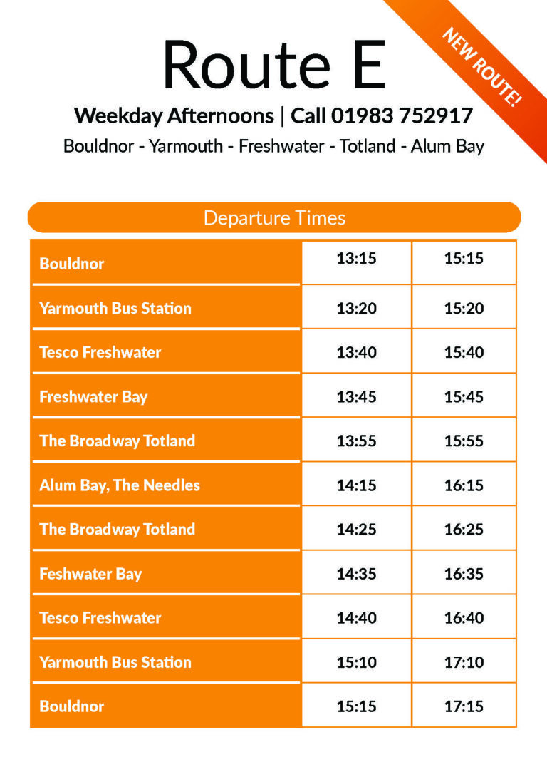 FYT Bus, Freshwater, Yarmouth & Totland Bus Service » Route E