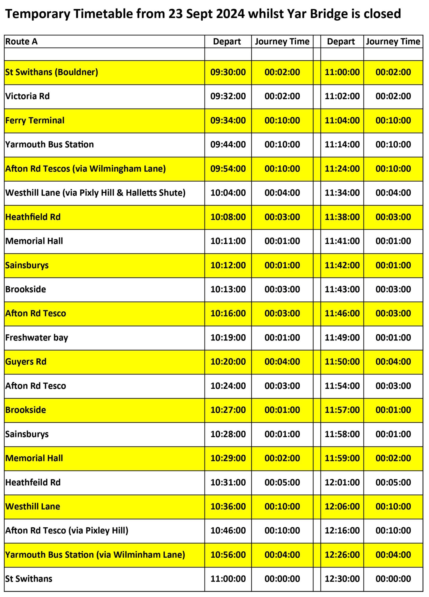 FYT Bus, Freshwater, Yarmouth & Totland Bus Service » Temporary ...